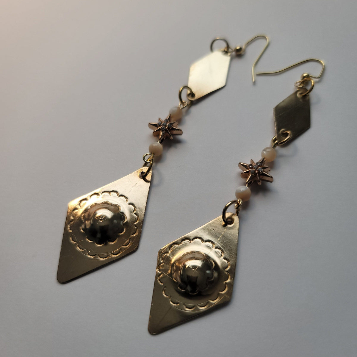 "Duha Bituon" Star and Mother of Pearl Agong Diamond Earrings – Herbalaria